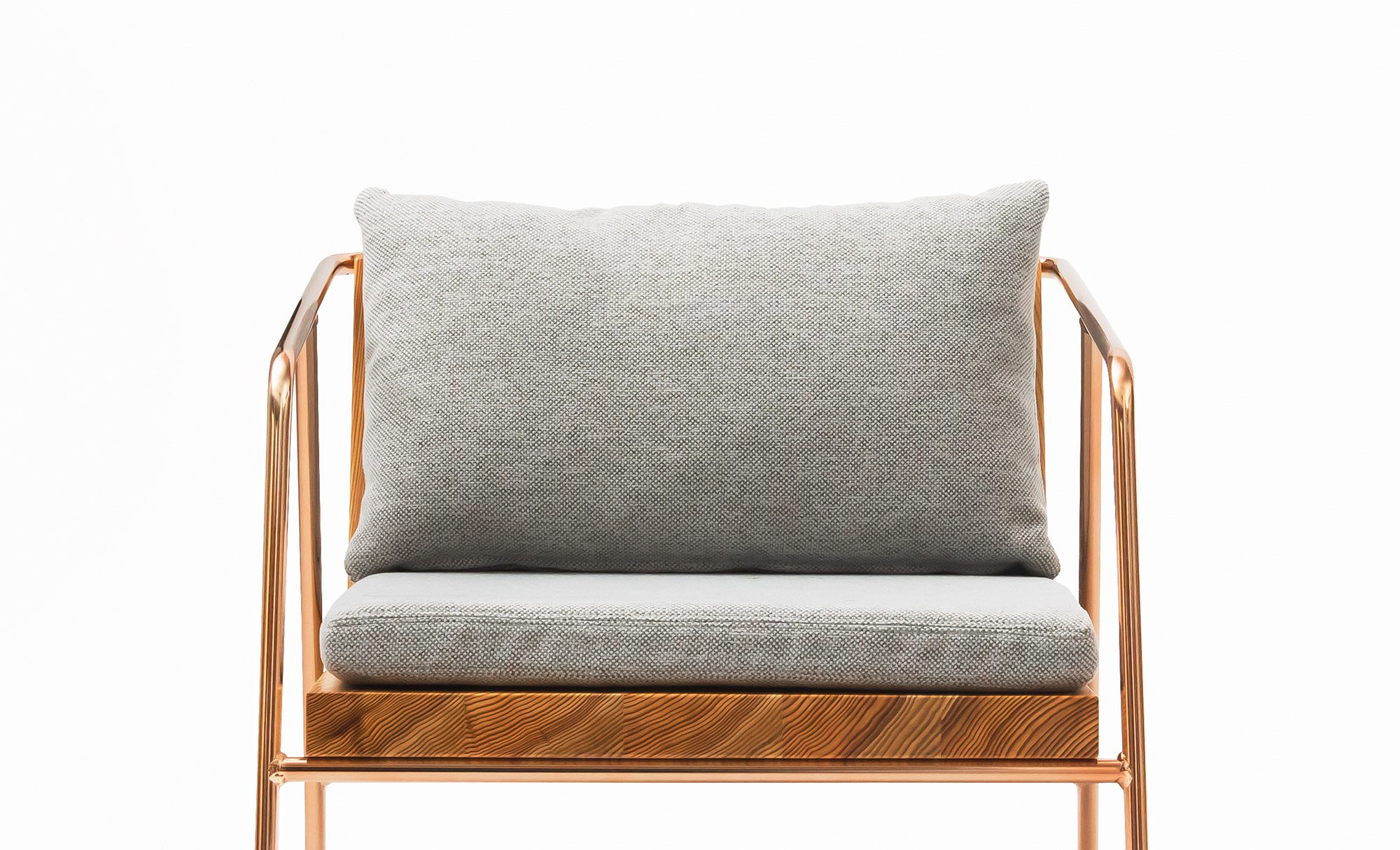 MASS Series Dining Chair -Natural Wood & Copper Frame- | FIL