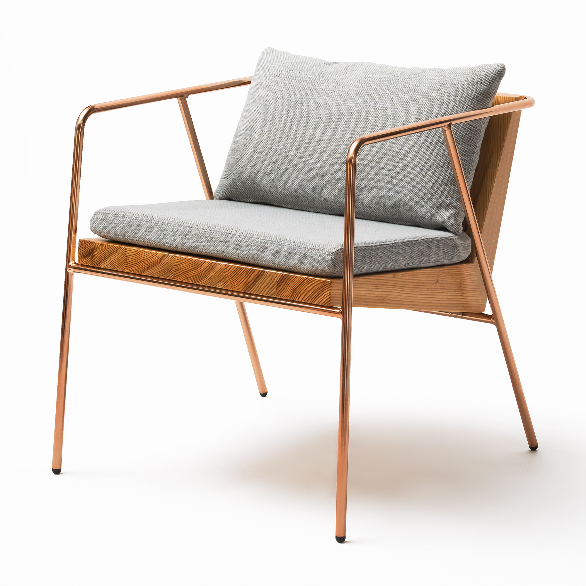 MASS Series Dining Chair -Natural Wood & Copper Frame- | FIL