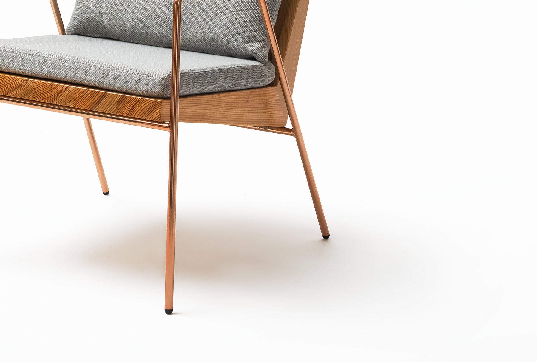 MASS Series Dining Chair -Natural Wood & Copper Frame- | FIL