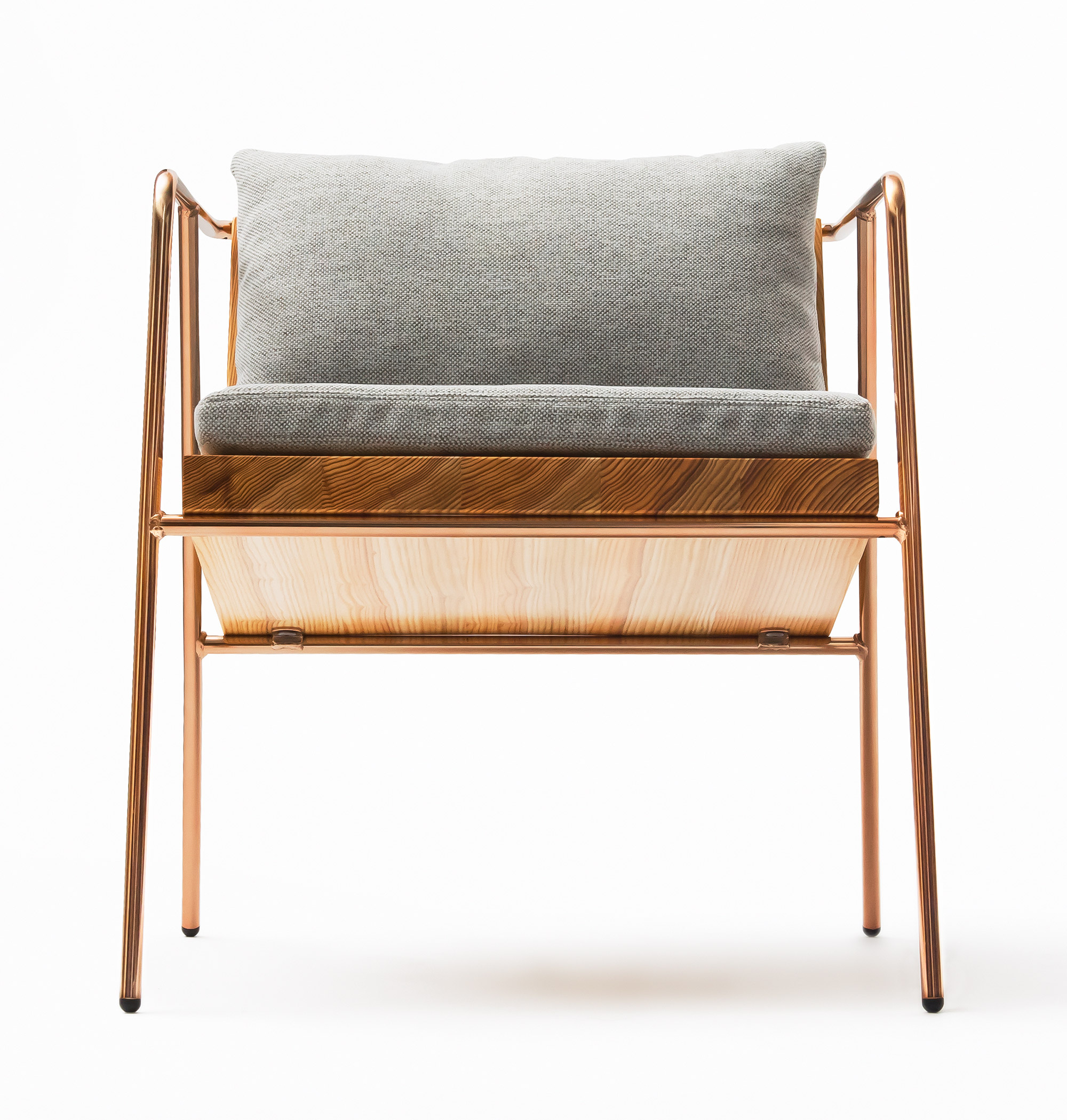 MASS Series Dining Chair -Natural Wood & Copper Frame- | FIL