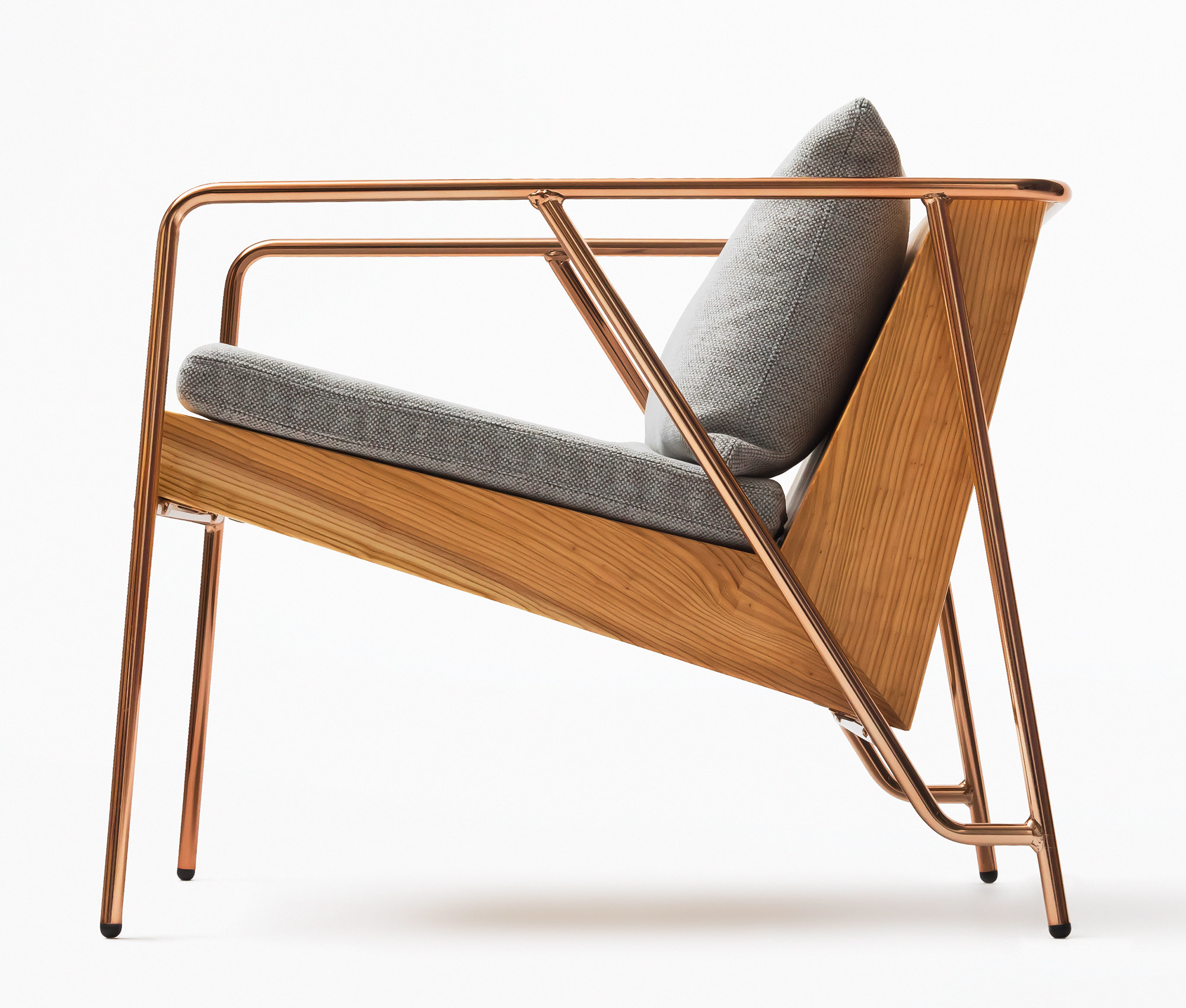 MASS Series Lounge Chair -Natural Wood & Copper Frame- | FIL