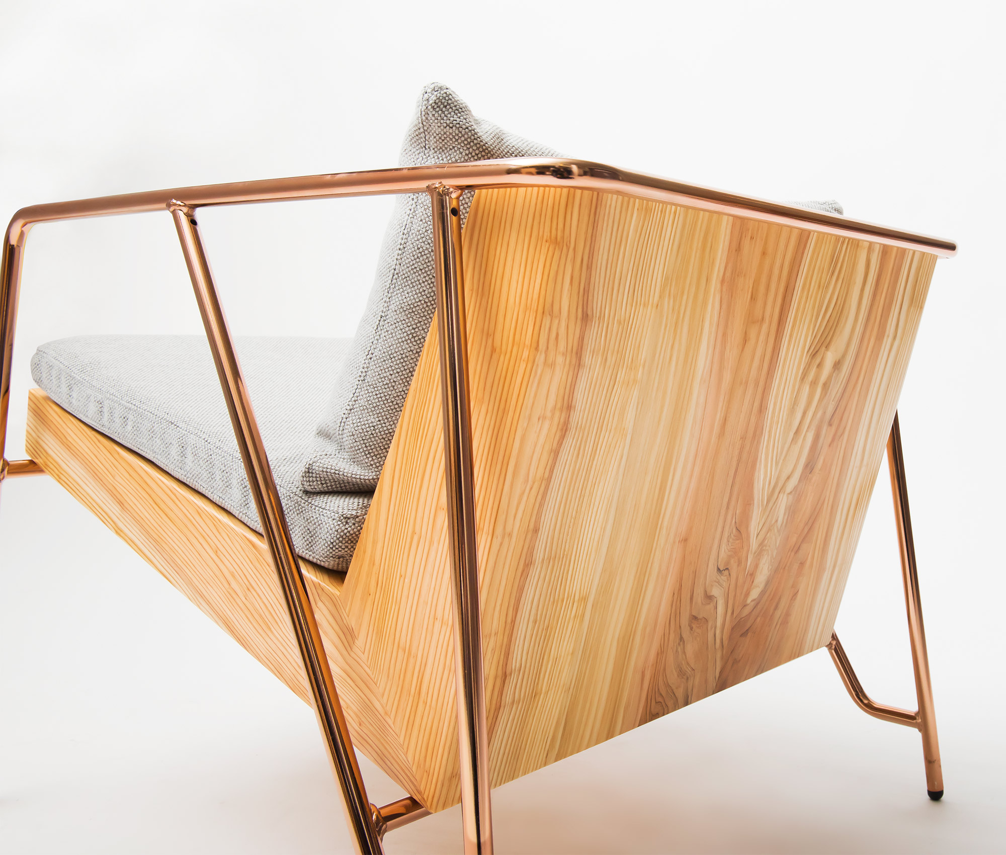 MASS Series Lounge Chair -Natural Wood & Copper Frame- | FIL